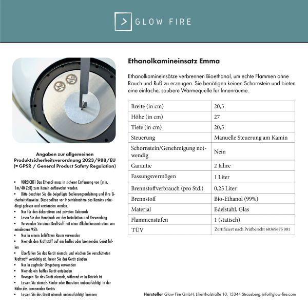 Glow Fire Emma Ethanolkamin online kaufen | KAMINLICHT